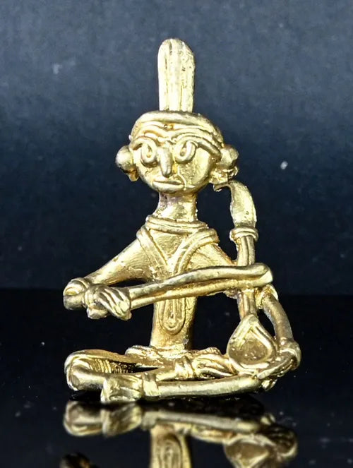 Bengal Dokra Adivasi Man Playing Banam Sitting– Gi Heritage