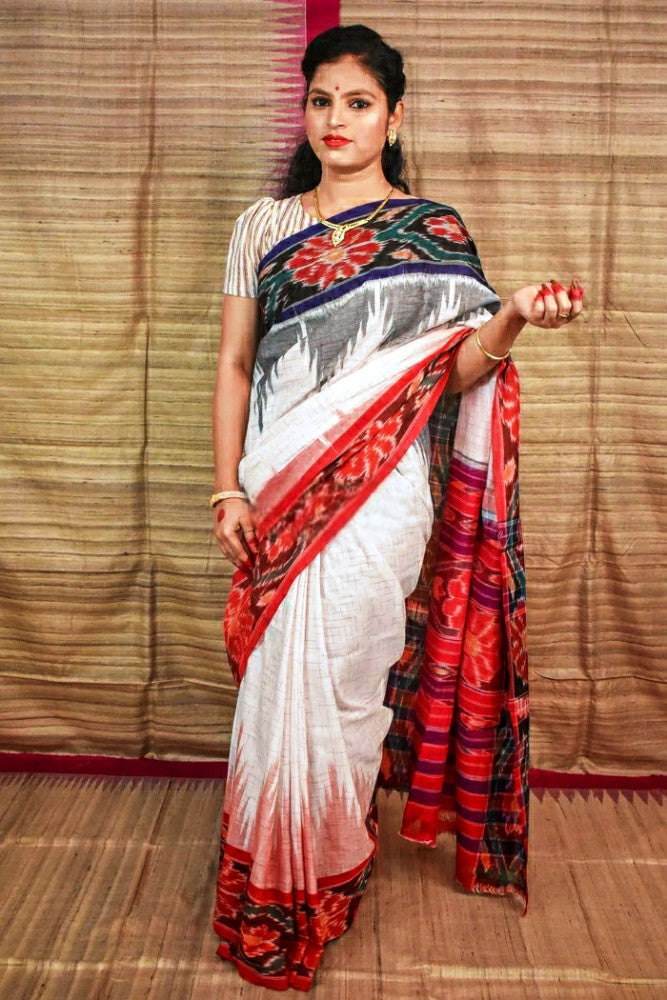 Shop – Colourful White & Red Kotpad Handloom Saree - GI Heritage– My Store