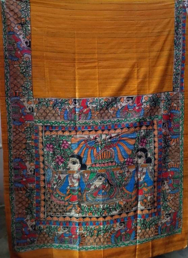Madhubani Handpainted Saree By Cultural Style 16– Gi Heritage