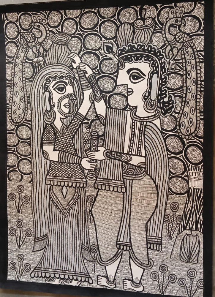 Madhubani Painting A Radha Krishna on Natural Paints on Khadi Paper– Gi ...